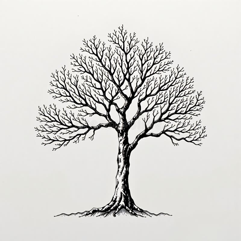 Tree Illustration with Stippling Technique Stock Illustration ...