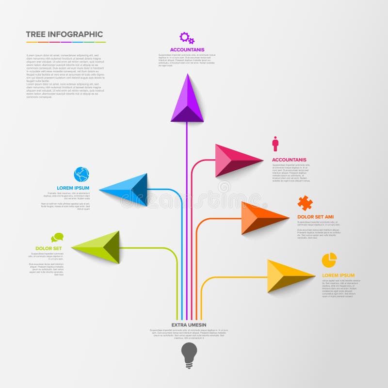 Tree Infographics Template with 6 Branches Options and Root Stock ...