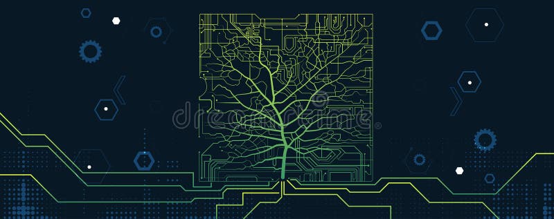 Tree of Innovation Merging Nature and Circuit Boards Stock Vector ...