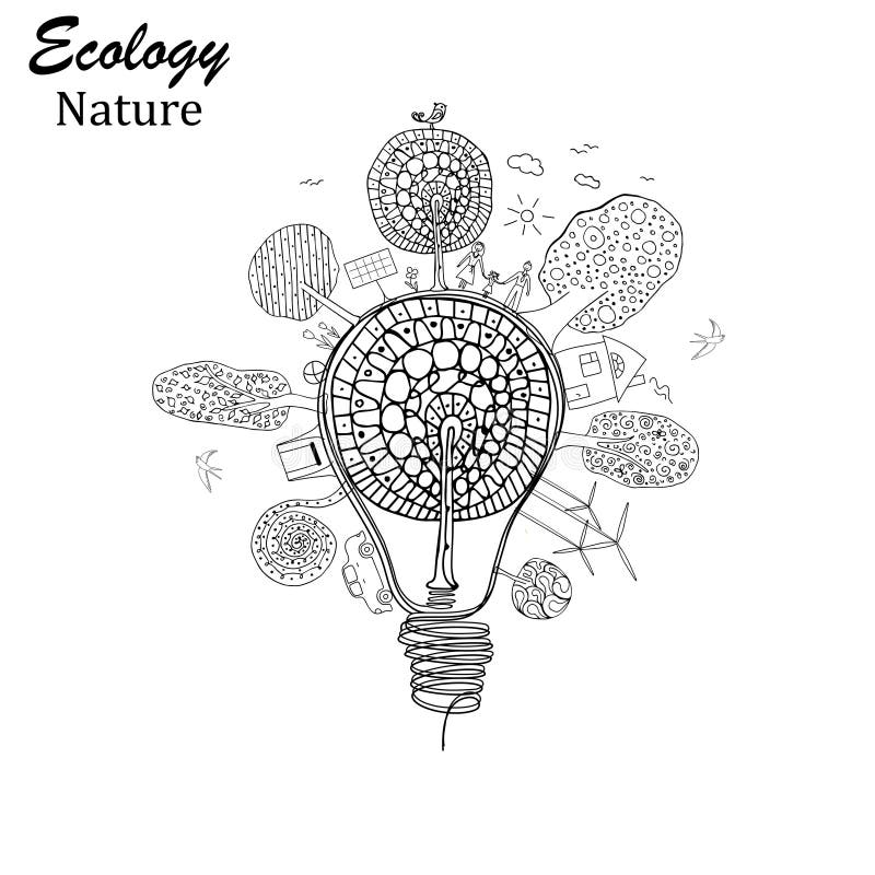 The Tree Inside the Light Bulb. Light Bulb Idea Stock Vector ...