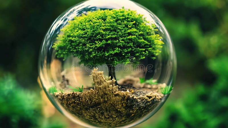 Tree Inside a Transparent Sphere, Concept of Environmental Protection ...