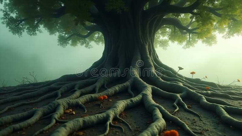 Tree with Intertwined Roots Representing Belonging Stock Image - Image ...