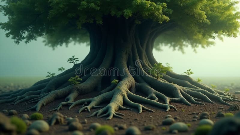 Tree with Intertwined Roots Representing Belonging Stock Image - Image ...