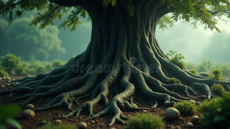 Tree with Intertwined Roots Representing Belonging Stock Image - Image ...
