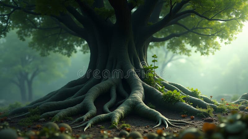 Tree with Intertwined Roots Representing Belonging Stock Photo - Image ...