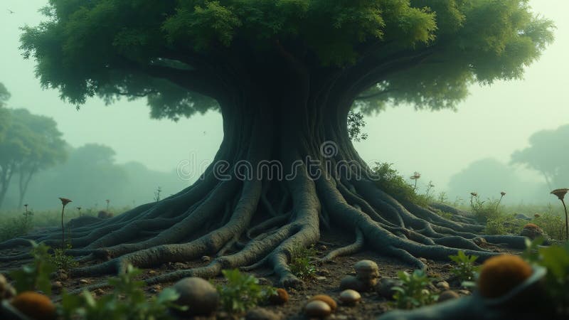 Tree with Intertwined Roots Representing Belonging Stock Photo - Image ...