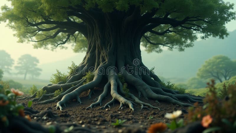 Tree with Intertwined Roots Representing Belonging Stock Image - Image ...