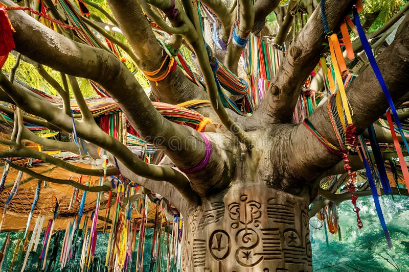 Textured Tree with Rope Details for a Natural and Rustic Look. Stock ...