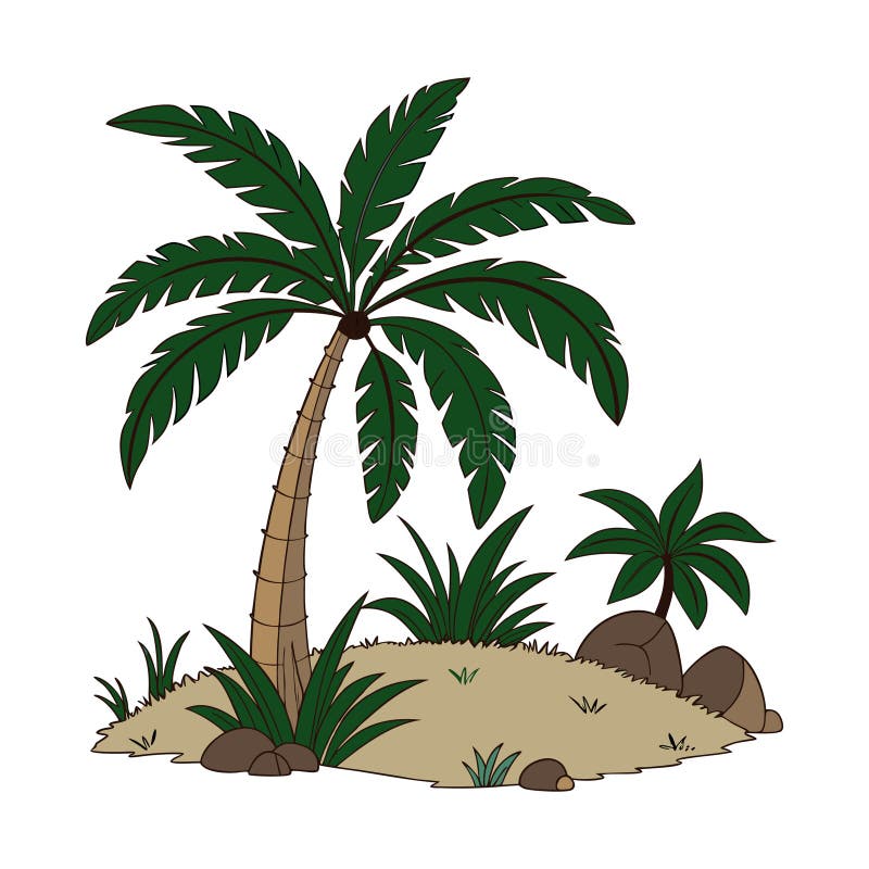 Tree on Isolated Island, Solitary Tree Standing on a Serene Stock ...