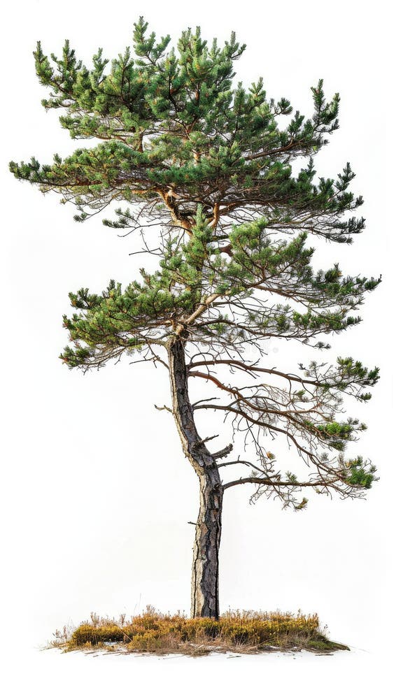 Tree Isolated on White Background. Single Conifer Tree Isolated on ...
