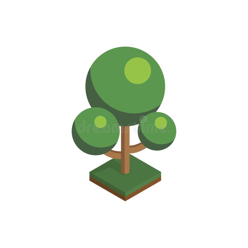 Tree in Isometric Perspective, Polygonal Style, Isolated on White ...