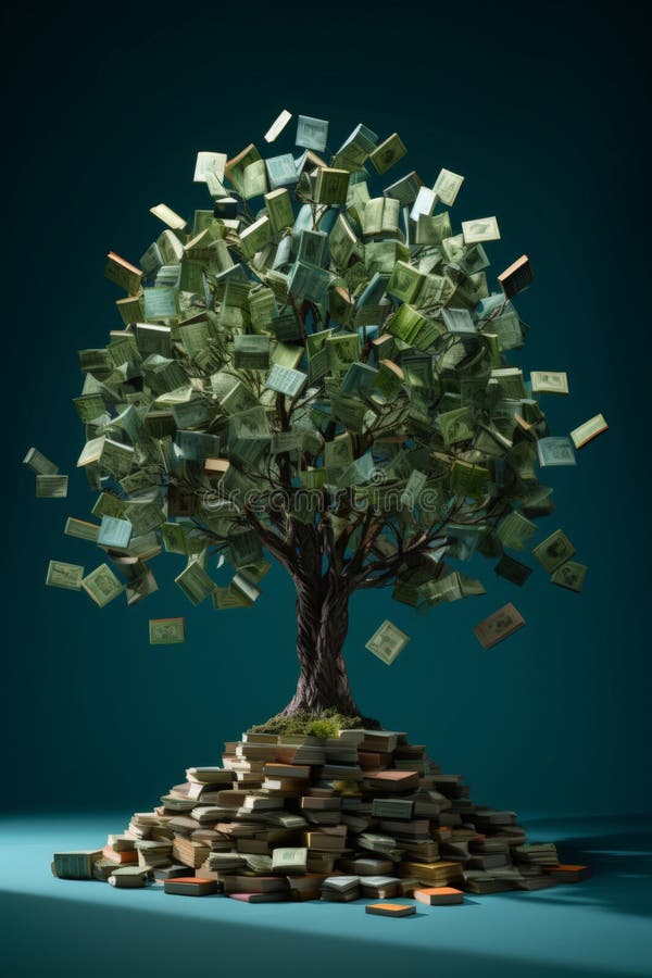 A Tree with Leaves Made from Books, Against Neutral Background Stock ...