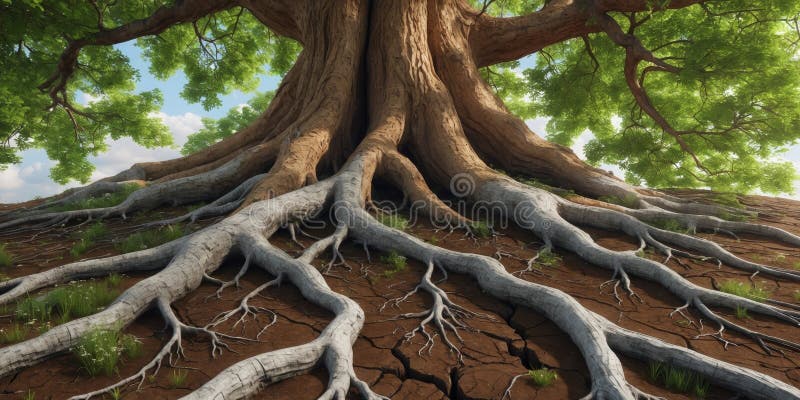 A Tree with Its Roots Exposed in the Dirt Stock Photo - Image of large ...