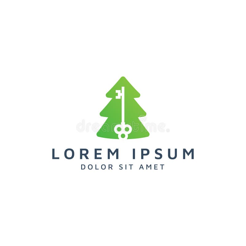 Tree and Key Negative Space Logo Design Stock Vector - Illustration of ...