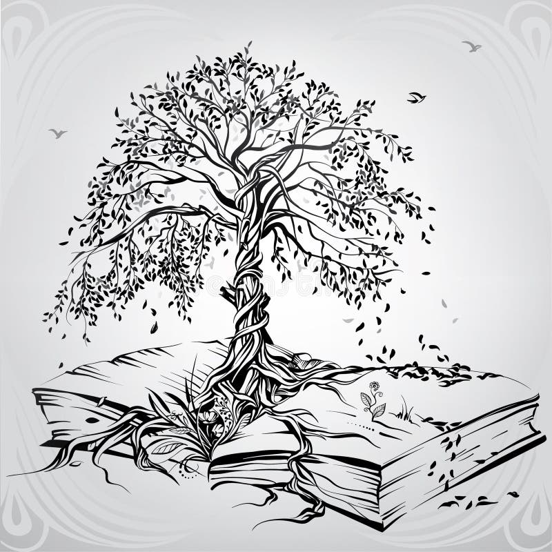 Tree of Knowledge. Bookshelf on White Background. Stock Illustration ...