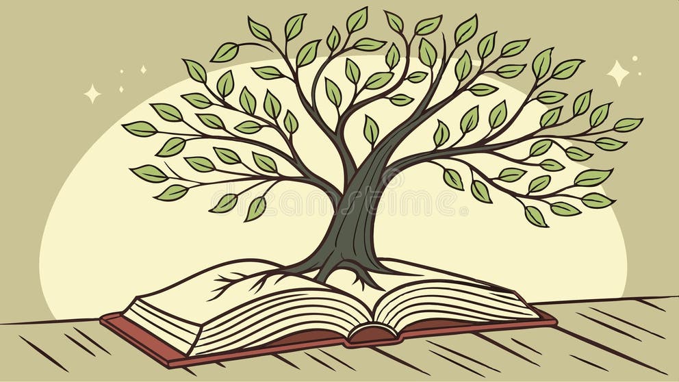 Tree of Knowledge with Book, Wisdom Symbol and Educational Tree Art ...
