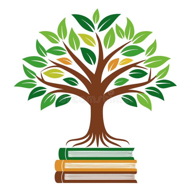 Tree of Knowledge: Books Forming the Base, Trunk and Leafy Crown Stock ...