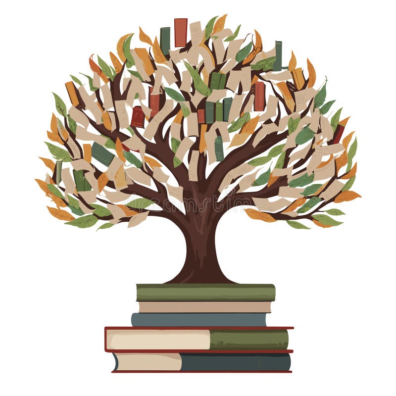 Tree of Knowledge with Books instead of Leaves Stock Illustration ...