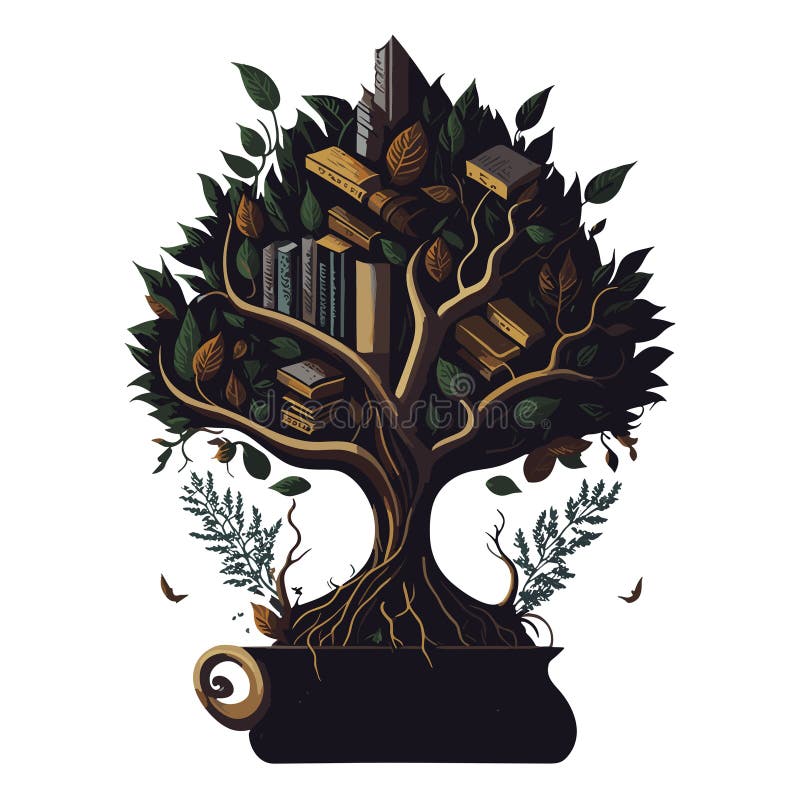 Tree of Knowledge with Books instead of Leaves Stock Illustration ...