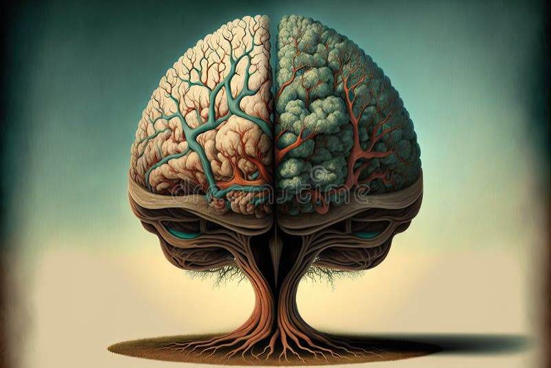 Tree of Knowledge - Concept of the Human Brain As a Tree. Generative AI ...