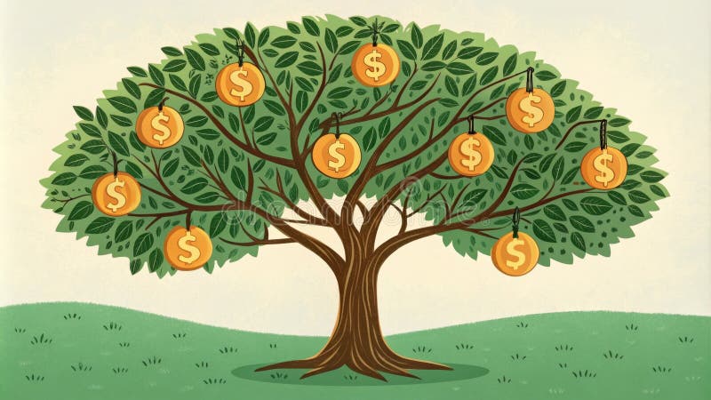 Tree of Knowledge a Tree with Dollar Signs As Fruits Representing the ...
