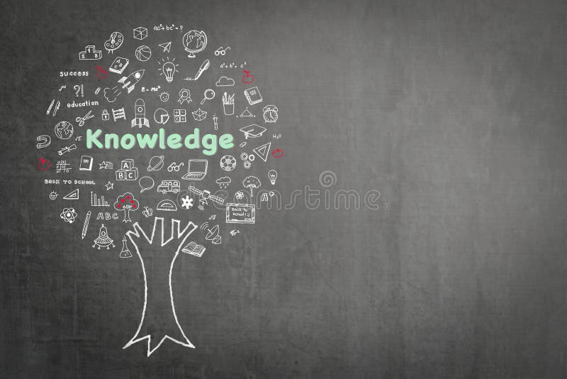 Tree of Knowledge Education Concept on Black Chalkboard Background with ...
