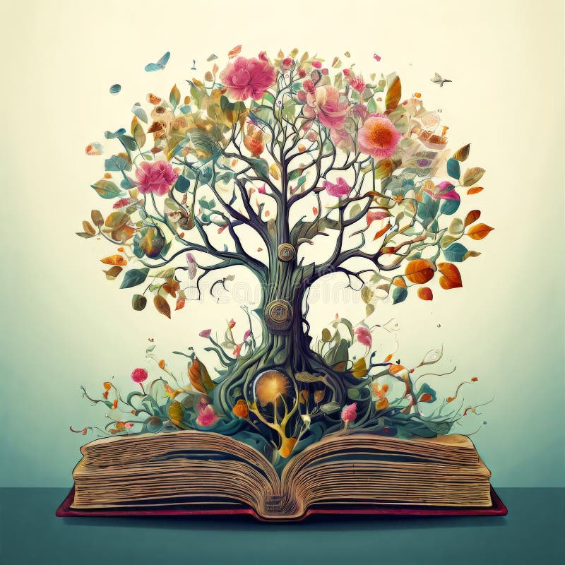 Tree of Knowledge Emerging from an Open Book, Nature and Education ...