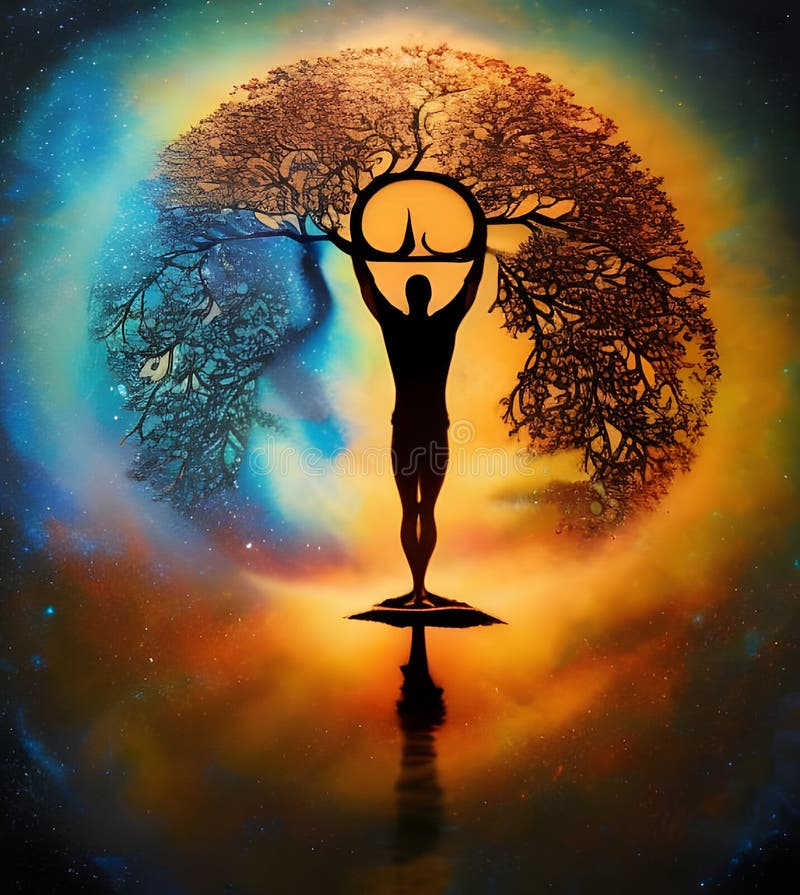 Yoga Tree of Life stock illustration. Illustration of information ...