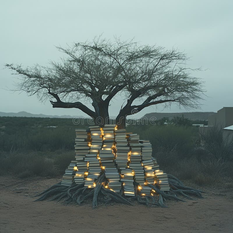 A Tree of Knowledge with Glowing Roots and Branches Stock Illustration ...