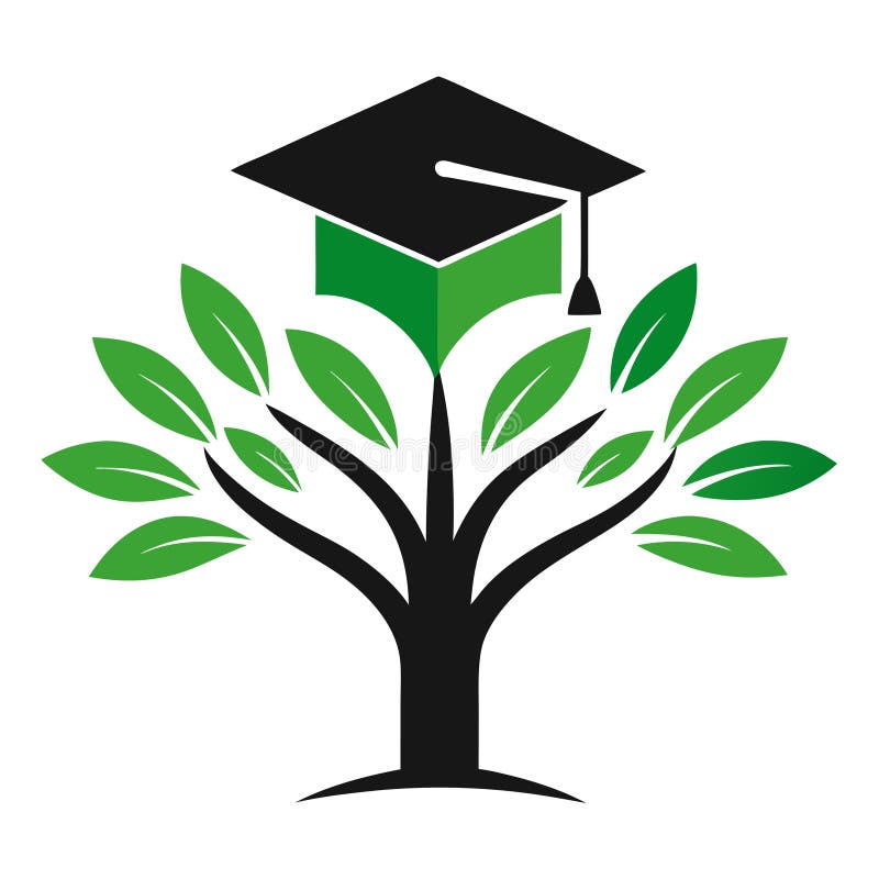 Tree of Knowledge: Graduation Cap and Leaves Symbolizing Education and ...