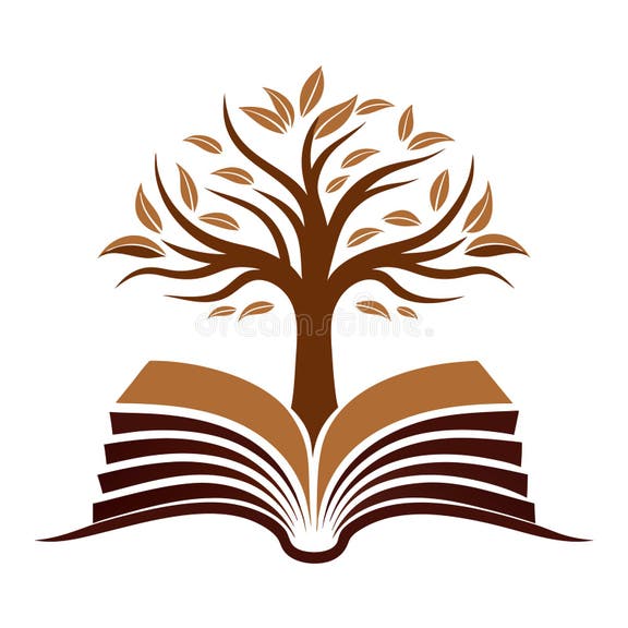 Tree of Knowledge Logo on Open Book, Education and Learning Symbol ...