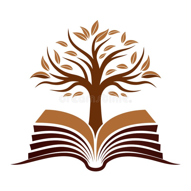 Tree of Knowledge Logo on Open Book, Education and Learning Symbol ...