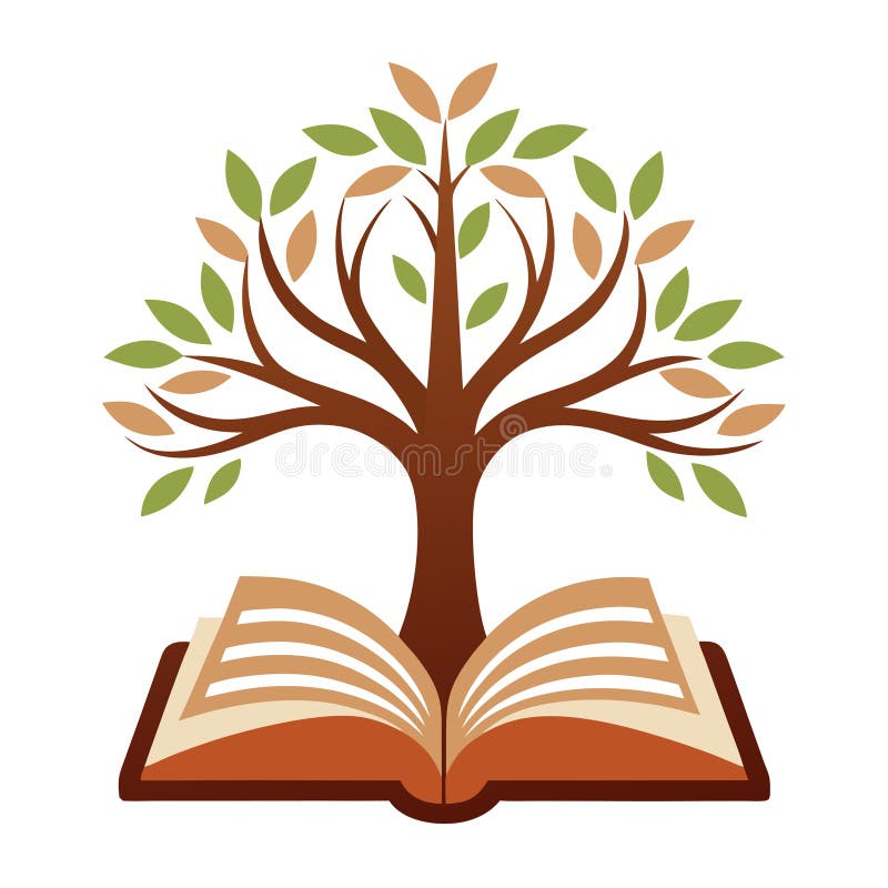 Tree of Knowledge: Open Book Beneath a Flourishing Tree with Green ...