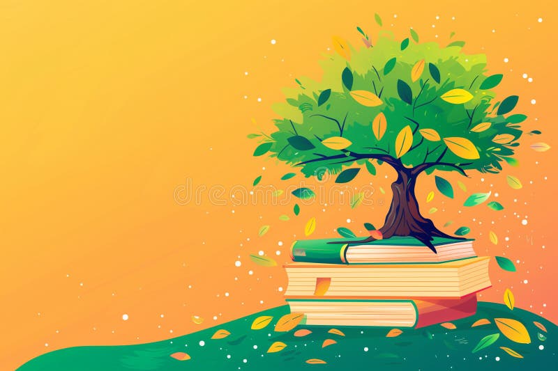 Tree of Knowledge Planting on Opening Old Book. Education Concept. by ...