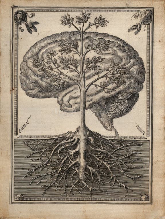 Tree of Knowledge Symbolically Rooted in the Brain, Illustrating Growth ...
