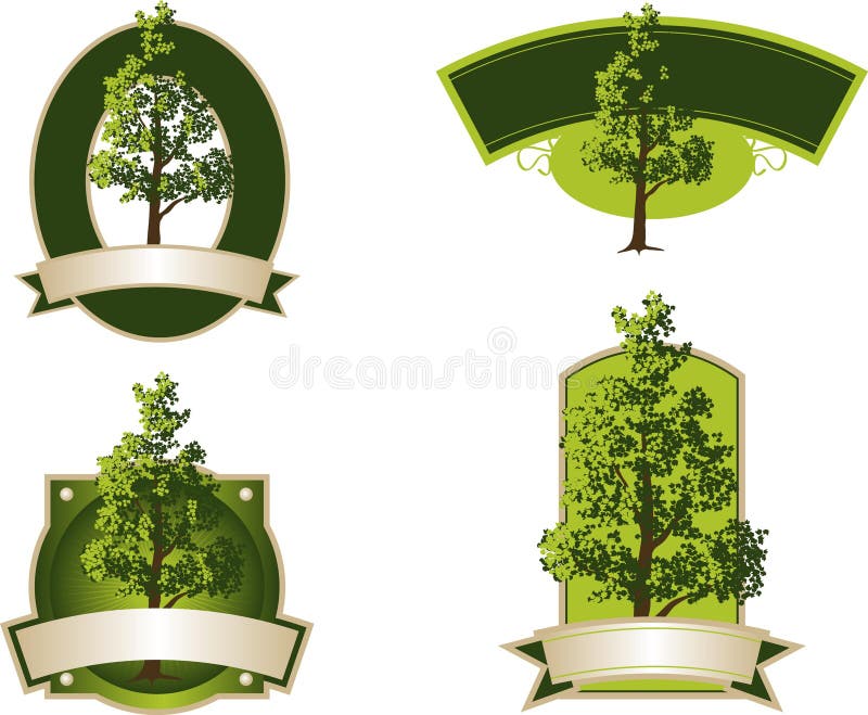 Set of Tree Labels for Organic Stock Vector - Illustration of mark ...