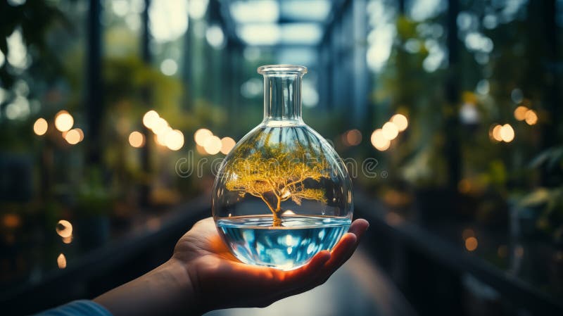 A Tree into the Laboratory Flask in Person& X27;s Hand, Ecological ...
