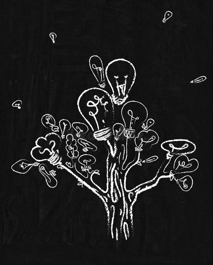 Tree with lamp bulb stock illustration. Illustration of bank - 48370585