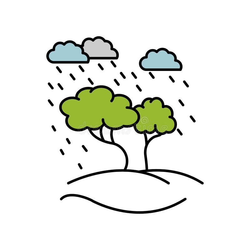 Tree Landscape Rain Line Icon. Element of Landscapes Icon Stock ...