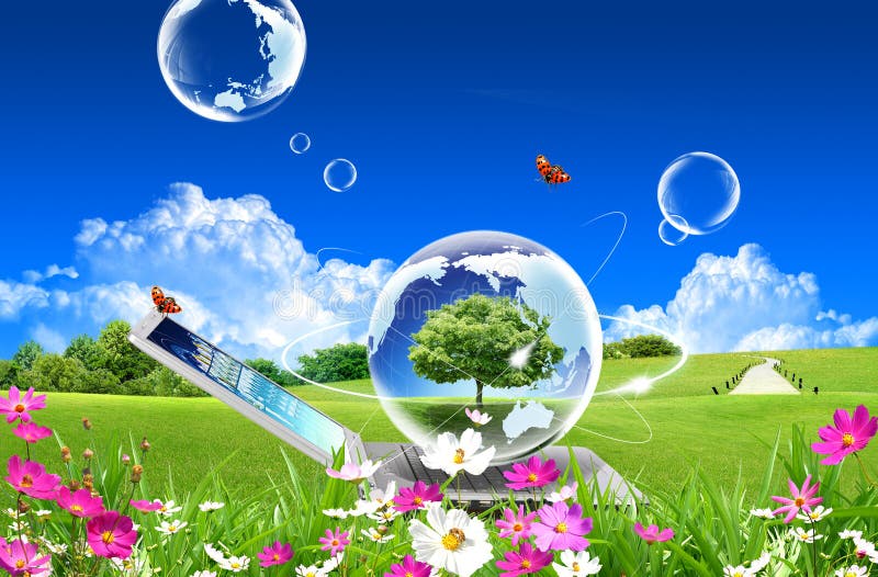 Tree on laptop stock illustration. Illustration of background - 13482933