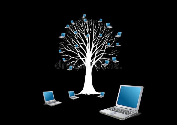 White Tree Sprouting Laptop Computers Stock Vector - Illustration of ...