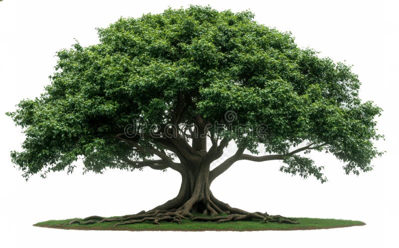 Tree with Large, Lush Green Leaves and Thick Branches, Standing Alone ...