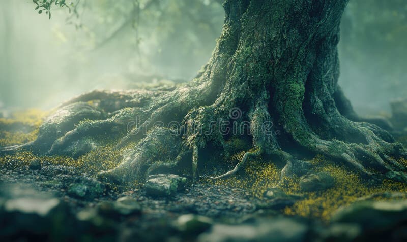 A Tree with a Large Root System Stock Image - Image of mysterious ...