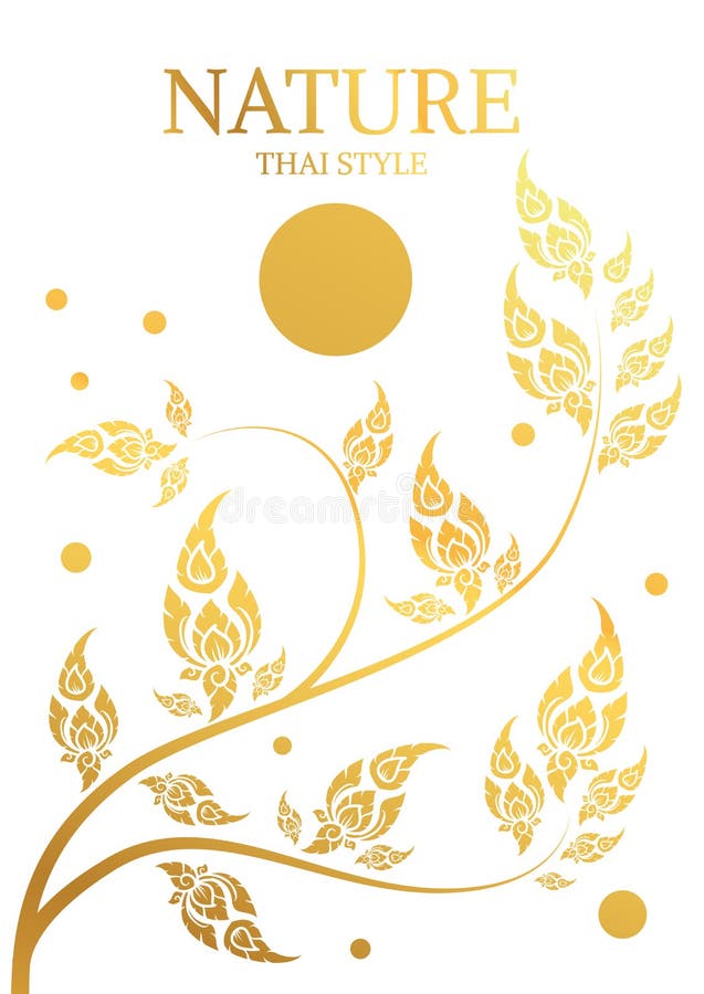 Tree and Leaf Gold Color of Thai Tradition Stock Vector - Illustration ...