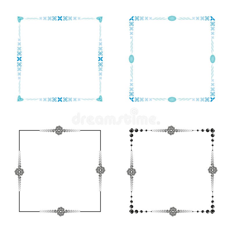 Tree Leaf Pattern. Tribal Corner Shape. Sharp Black Border. Vector ...