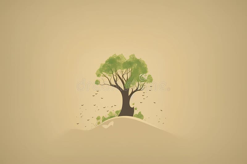 A Tree with Leaves Blowing in the Wind AI Generation Stock Illustration ...