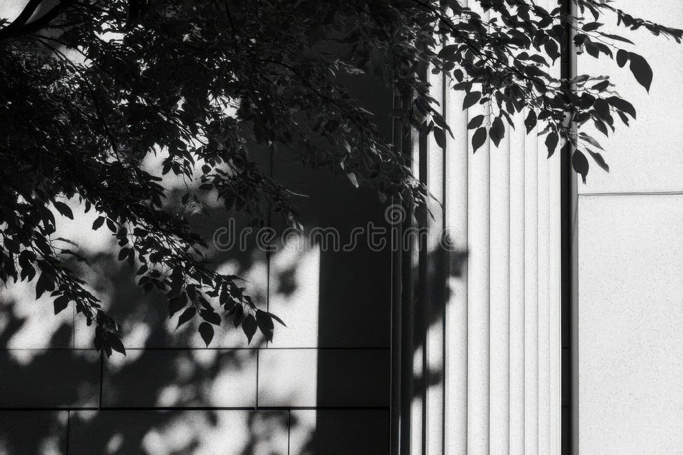 Tree Leaves Cast Shadows on Building Facade, Sunlight and Shadow Play ...