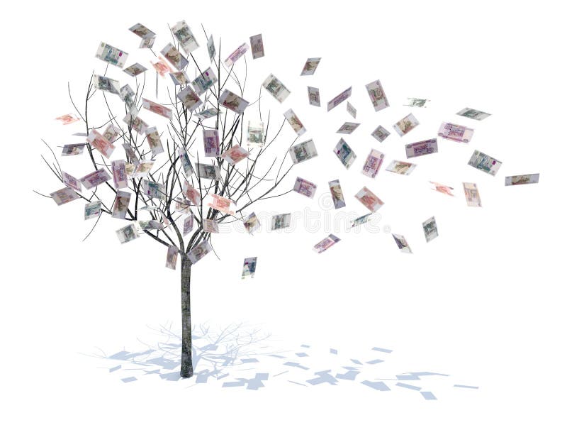 Tree with Leaves Falling Notes Stock Illustration - Illustration of ...