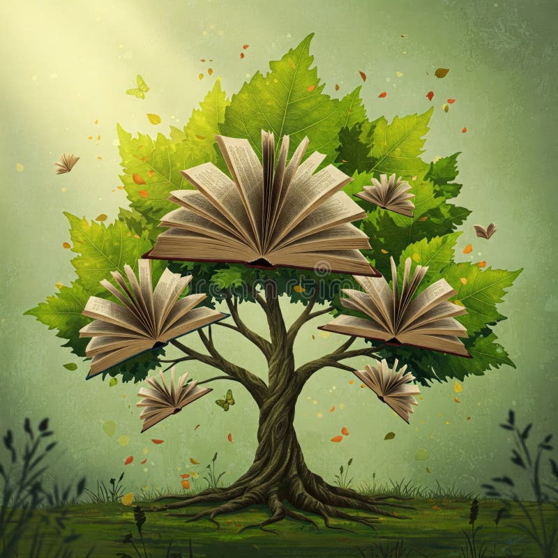 Tree Leaves Form Open Books Stock Photos - Free & Royalty-Free Stock ...