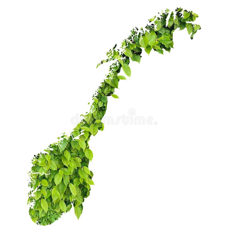 Tree Leaves Map of Norway - Concept of Bioenergy Stock Photo - Image of ...